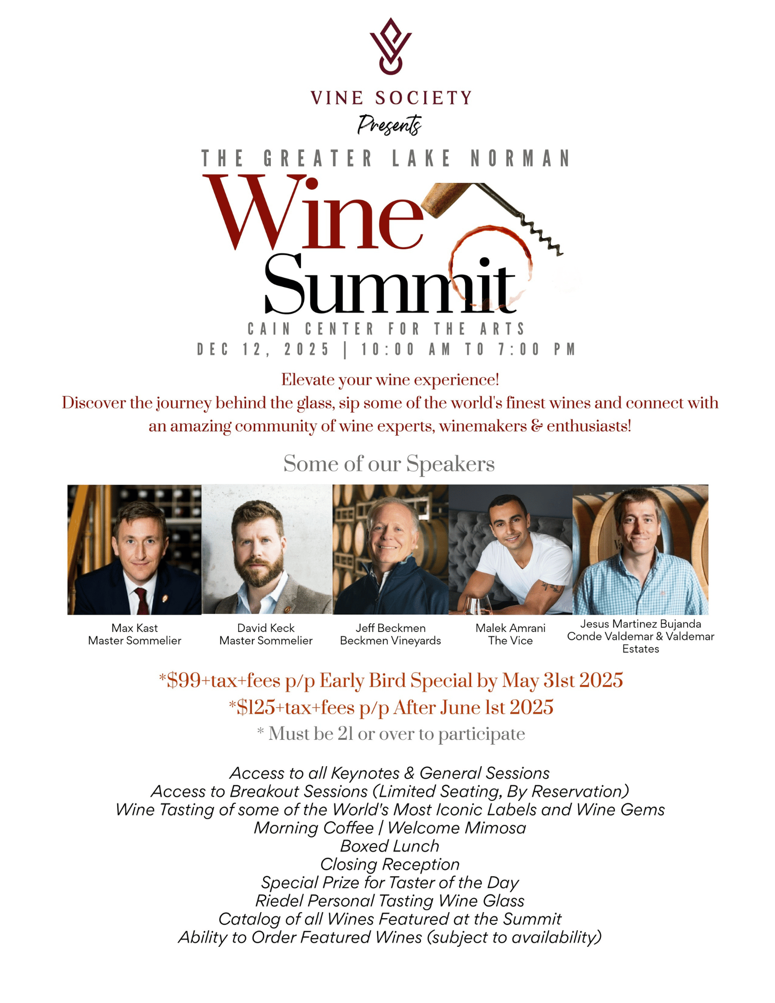 Wine Summit | Cain Center for the Arts